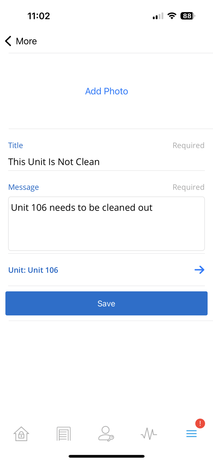 Reporting an Issue to the Facility