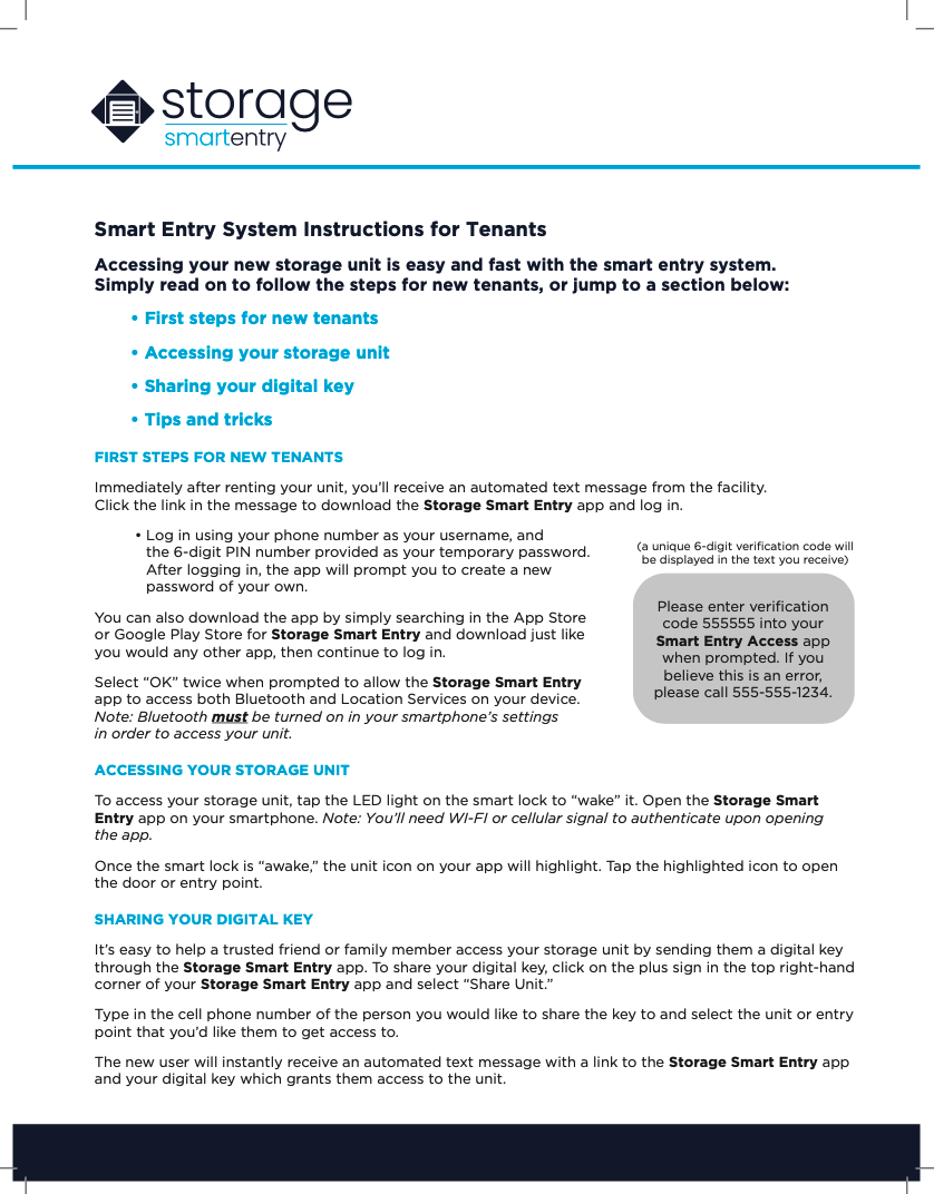 NokēONE Smart Entry System Instructions for Tenants